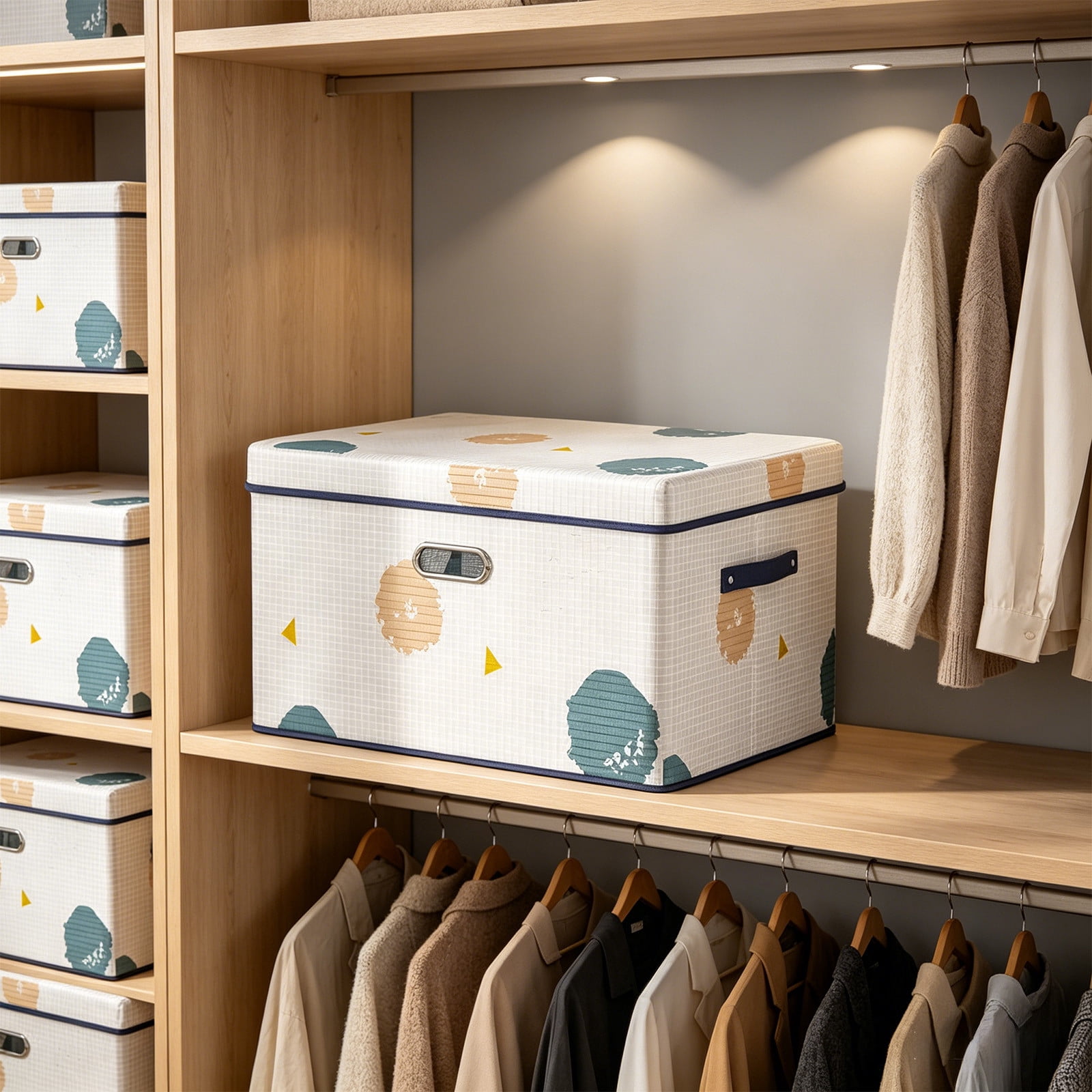 BAOPAI Folding Clothes Storage Box with Lid Medium Collapsible Fabric ...