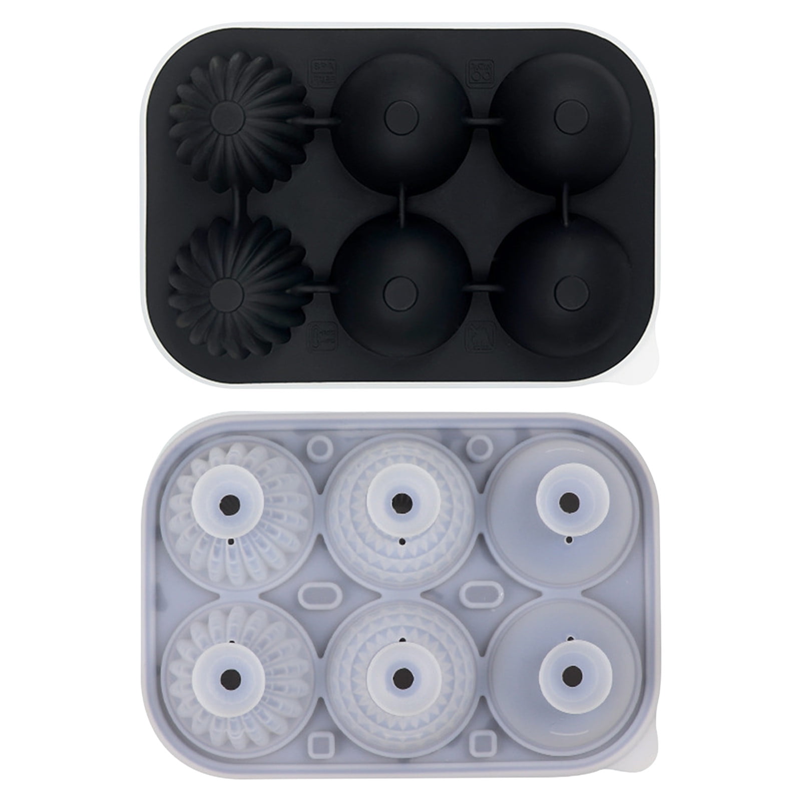 BAOPAI Food Grade Silicone Ice Cube Mould with Funnel Lid for Easy ...