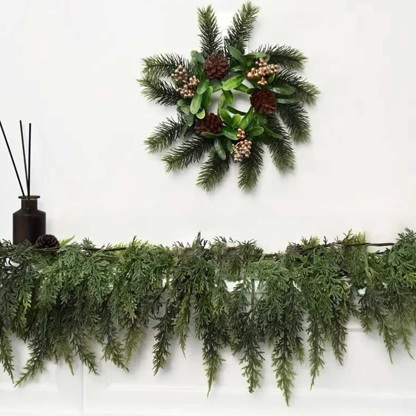 BAOPAI Good Artificial Garland with Realistic Faux Cedar Leaves for ...