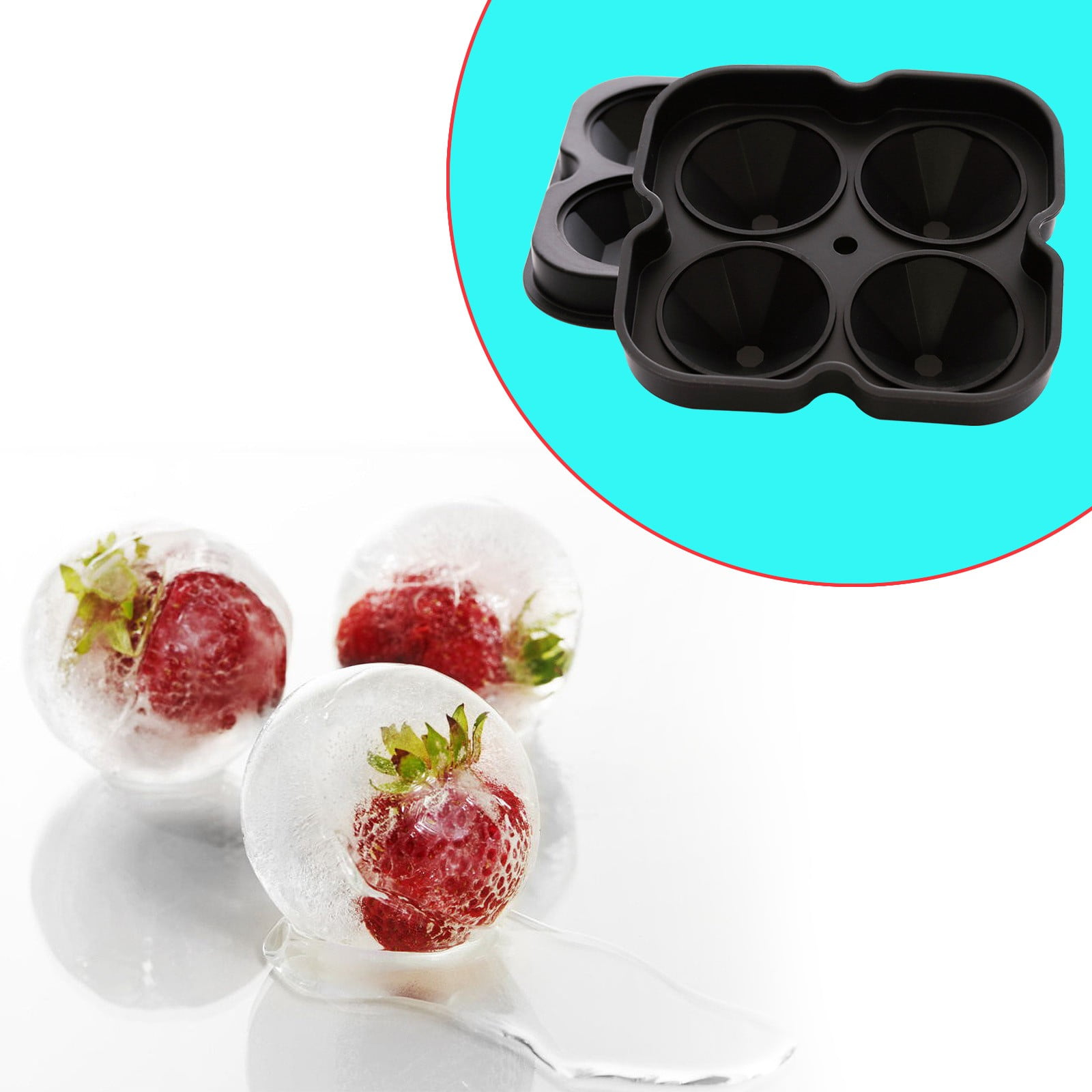 BAOPAI Good Food Safe Silica Gel Ice Mold Tray with 4 Cavities for 3D ...