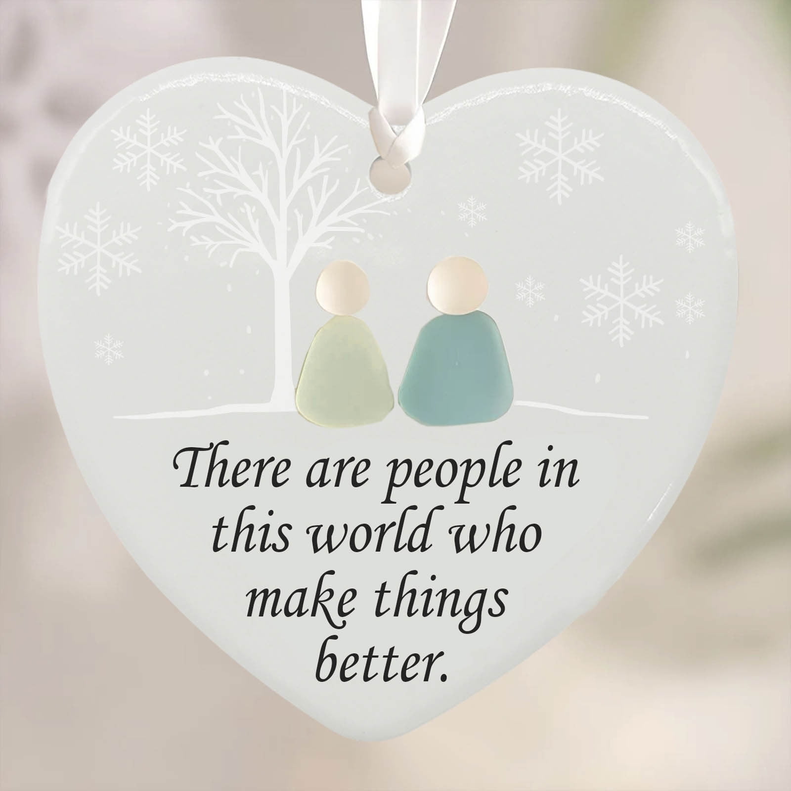 BAOPAI Handmade Heart-Shaped Sea Glass Friendship Ornament for ...