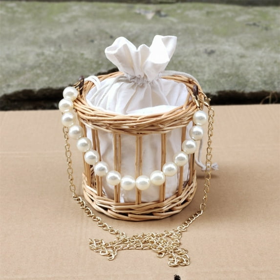 BAOPAI Handwoven Rattan Storage Basket Crossbody Bag with Cute Hanging ...