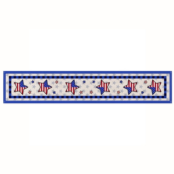 BAOPAI Independence Day Decorative Table Runner - Linen Star-Striped ...