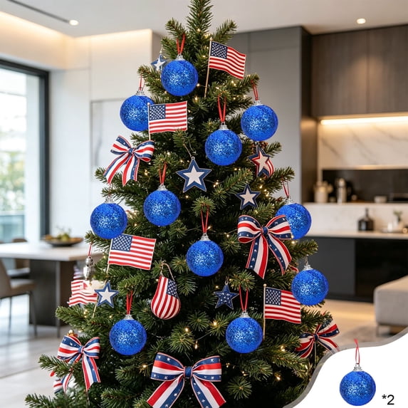 BAOPAI Independence Day Foam Ball Pendants - 2.36 Inch Blue Red Silver ...