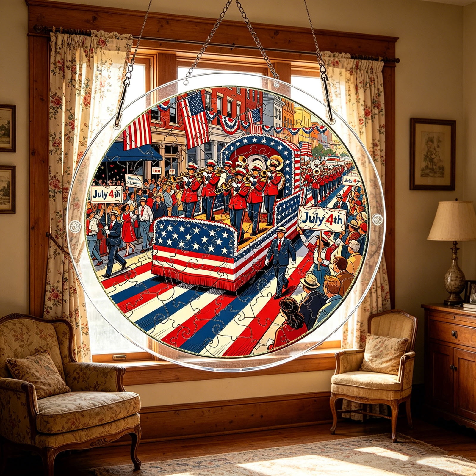 BAOPAI Independence Day Patriotic Suncatcher Puzzle- DIY Stained Glass ...