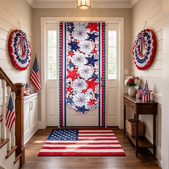 BAOPAI Independence Day Patriotic Table Runner - Red White Blue Star ...