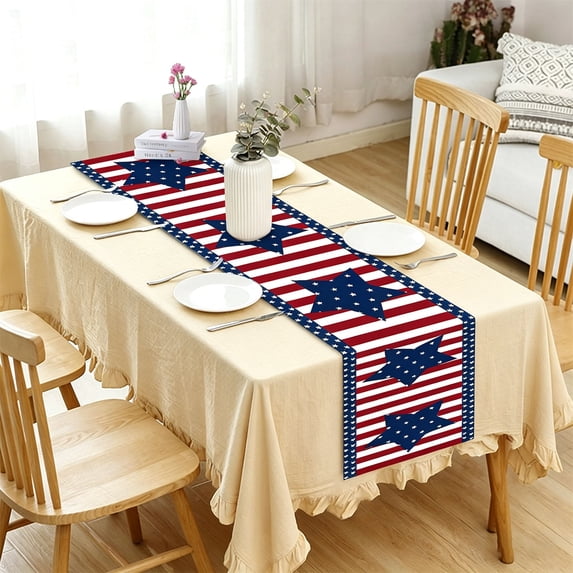 BAOPAI Independence Day Table Runner- 70.9 Inches by 13.8 Inches Linen ...