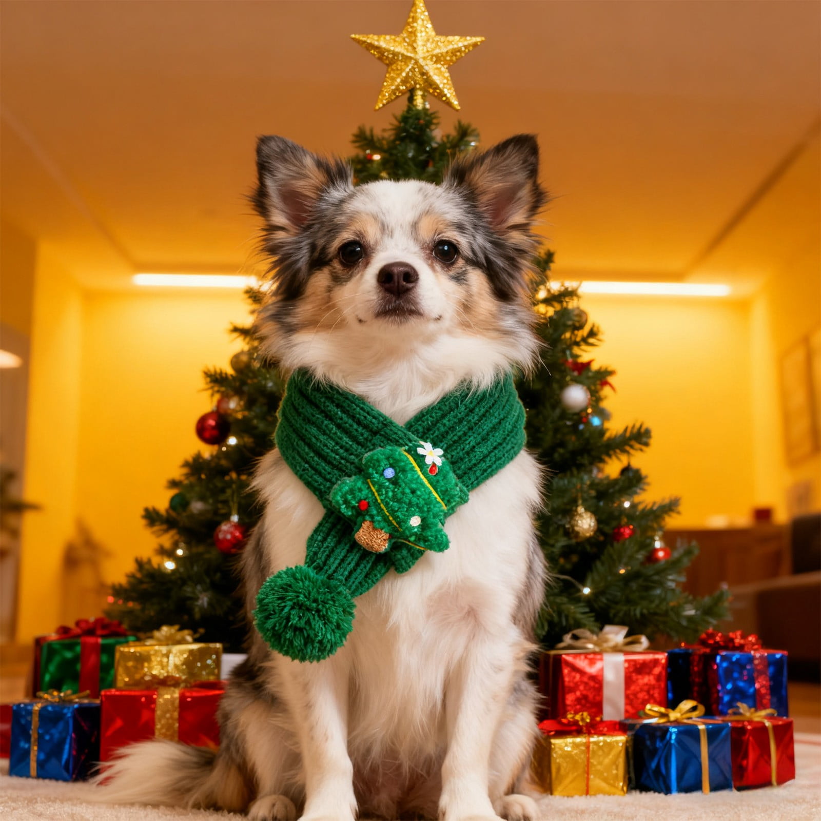 BAOPAI Knitted Christmas SCarsves For Pets Soft Warm Cozy Designs New ...
