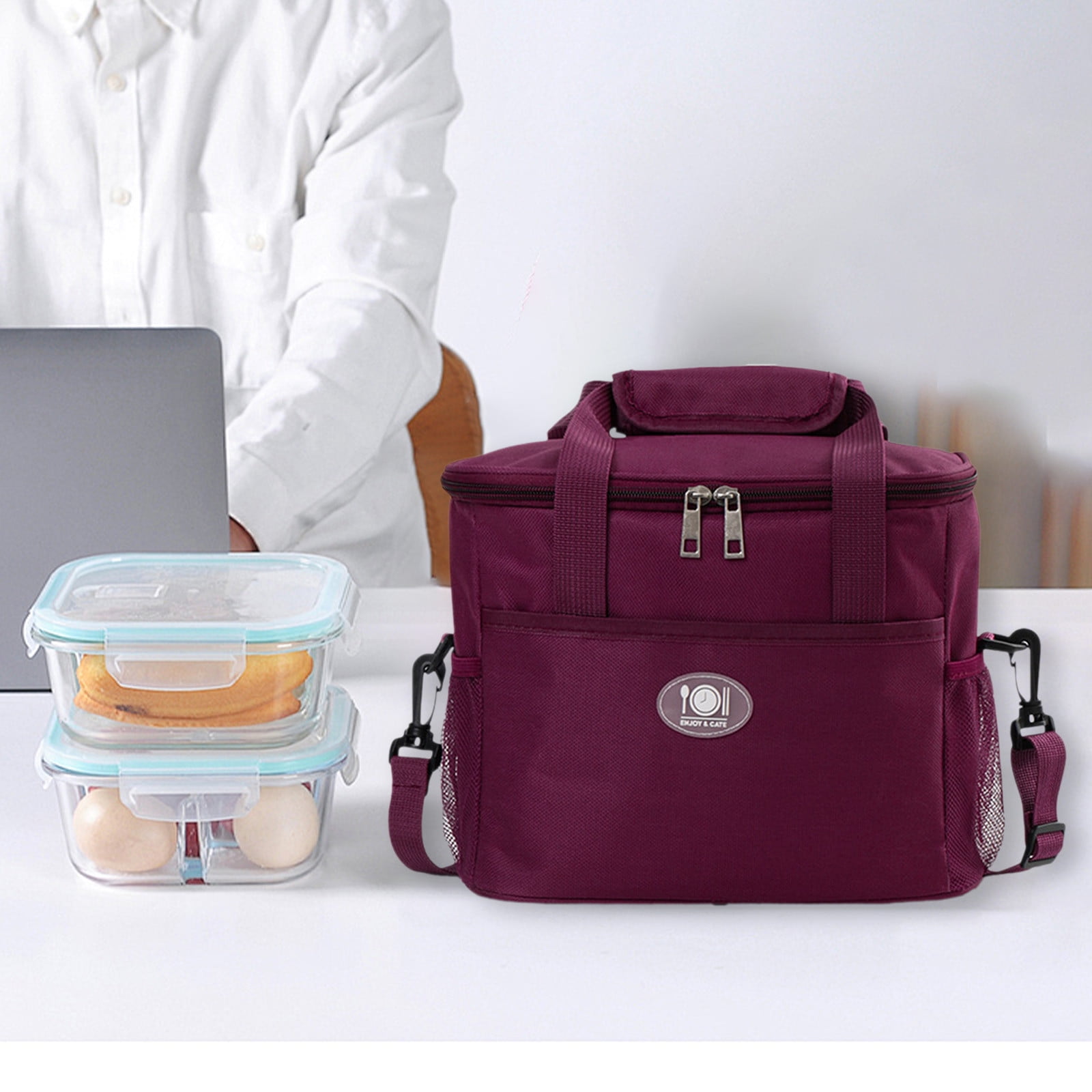 BAOPAI Large Capacity Insulated Lunch Bag with 5-Hour Thermal Retention ...