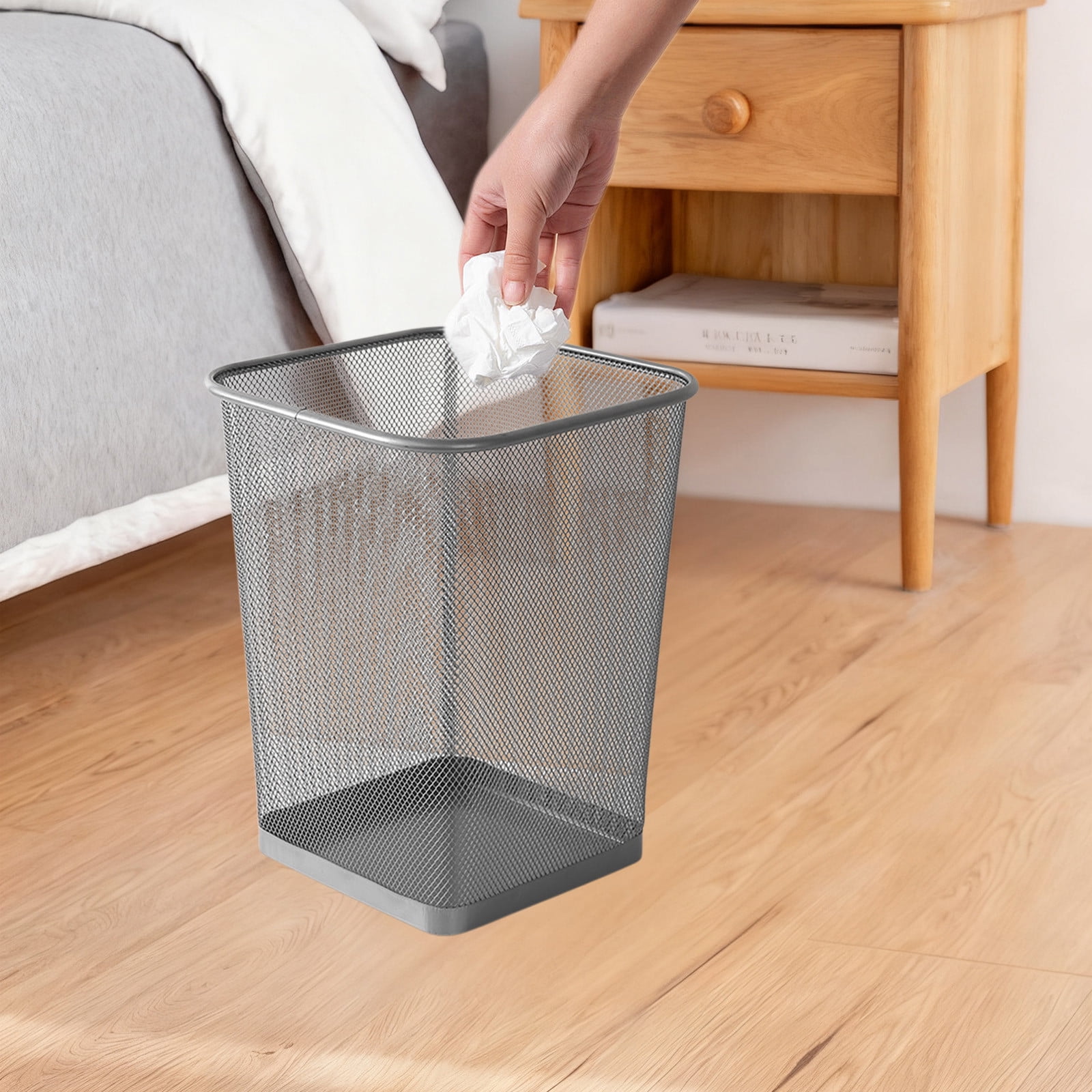 BAOPAI Large Capacity Metal Garbage Can For Home Office Use Wastebasket ...