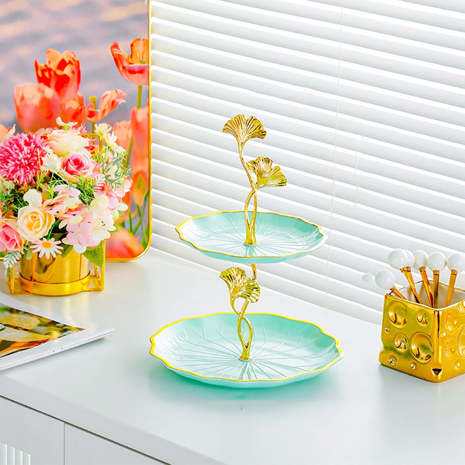 BAOPAI Layered Serving Tray for Snacks Fruits and Cakes - Durable and ...