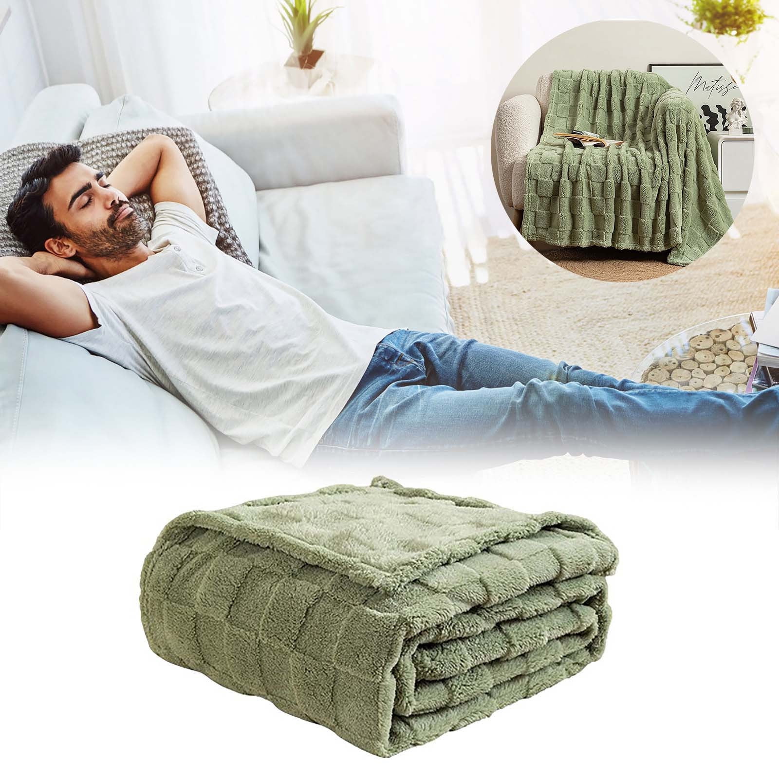 BAOPAI Luxurious Flock Fleece Blanket for Sofa Bed and NapExtra Soft ...
