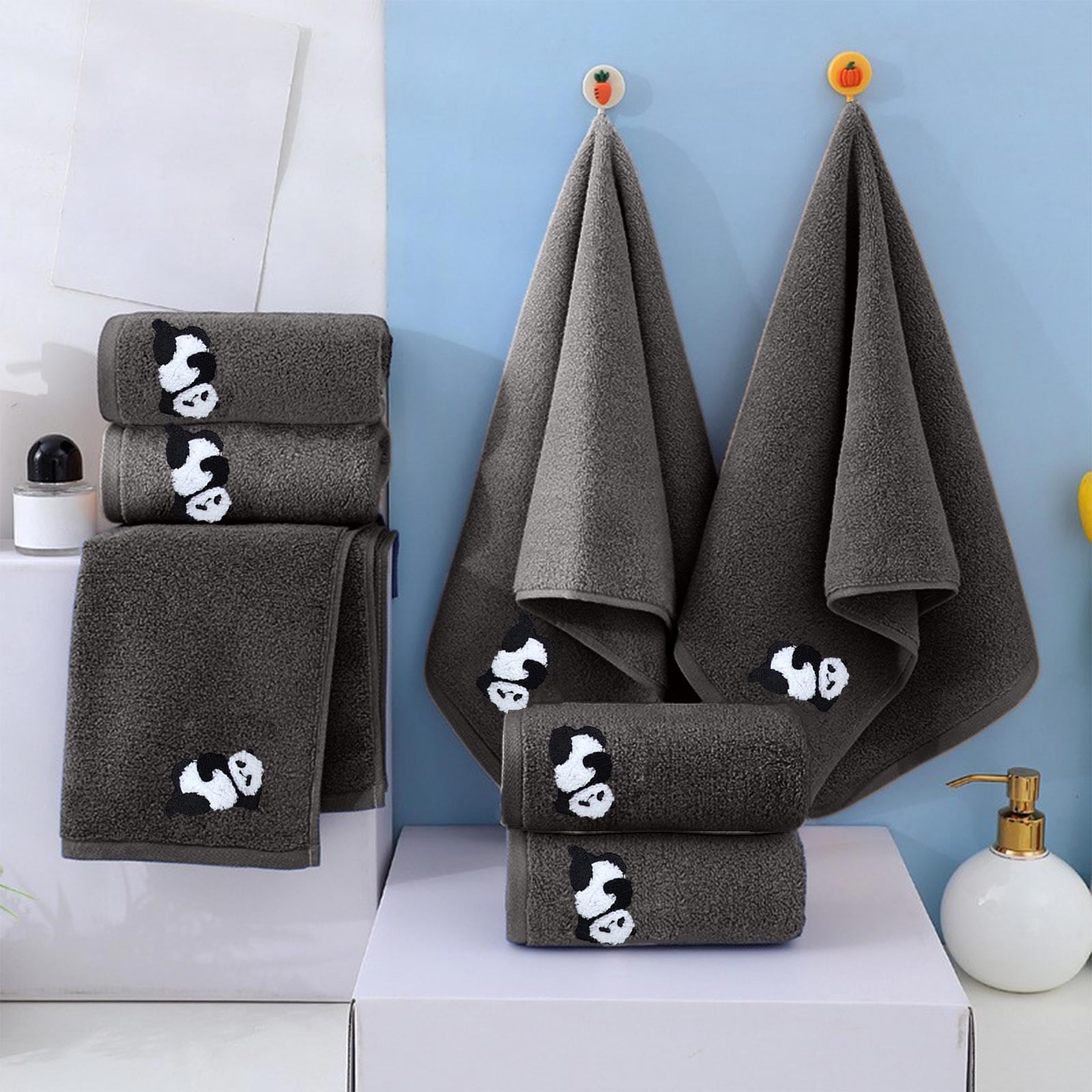BAOPAI Luxury Cotton Towel with Cute Panda Embroidery Highly Absorbent ...