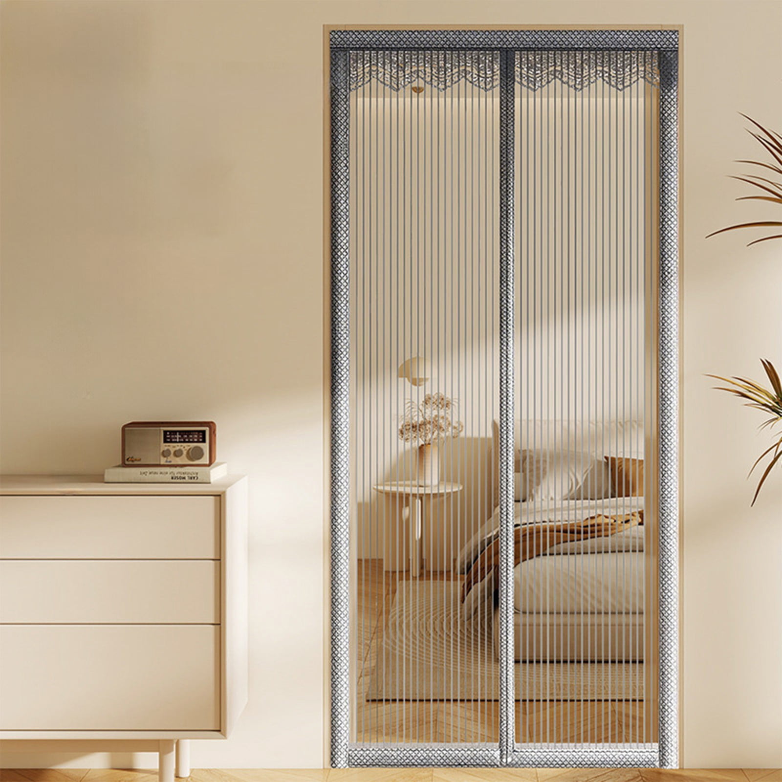 BAOPAI Magnetic Screen Door with Full Strip Magnets Heavy Duty Mesh ...