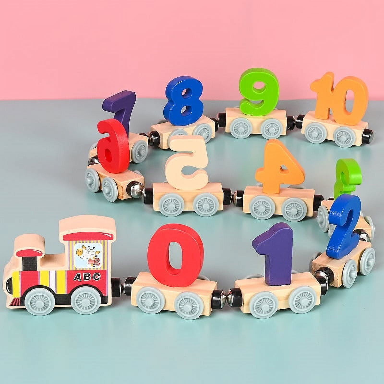 BAOPAI Magnetic Wooden Alphabet Number Train Set Educational Building ...