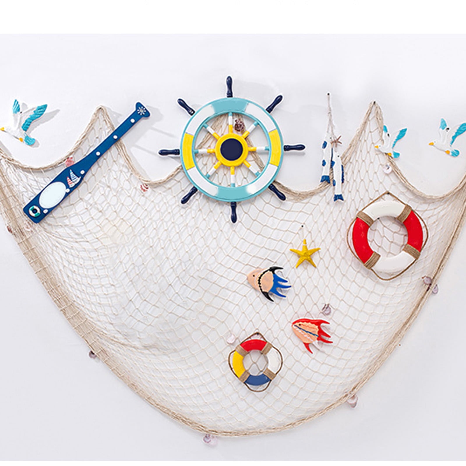 BAOPAI Mediterranean Nautical Fishing Net Decoration - Hand Woven ...