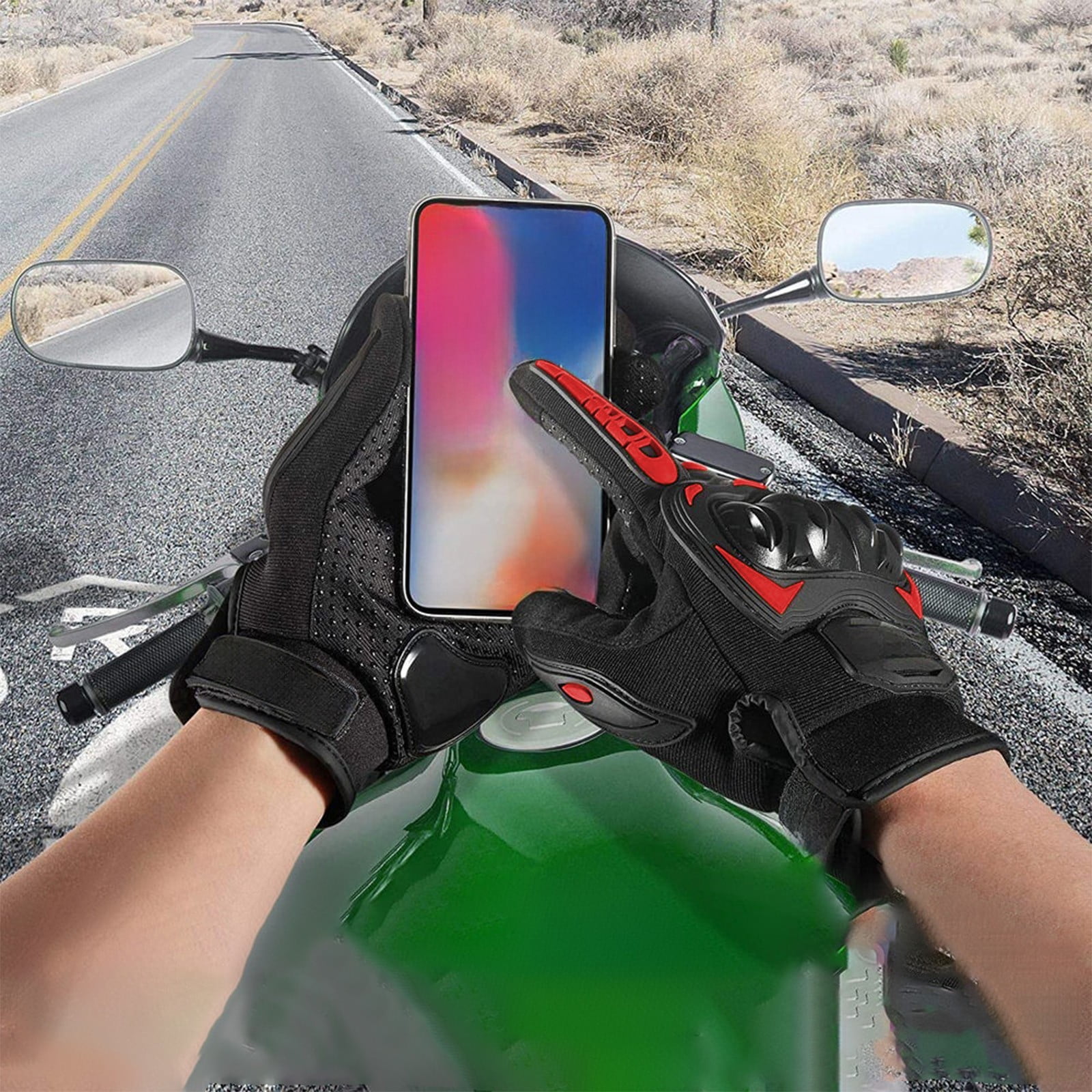 BAOPAI Men's Motorcycle Riding Gloves with Touchscreen Fingertips Anti ...