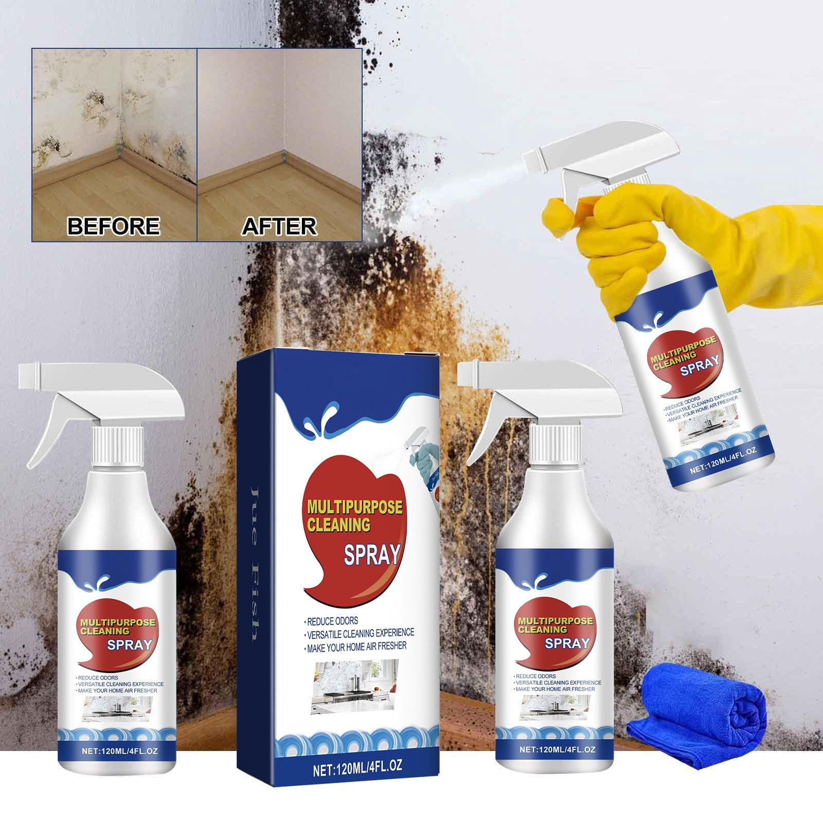 BAOPAI Mold and Mildew Remover Spray for Bathrooms and Kitchens ...