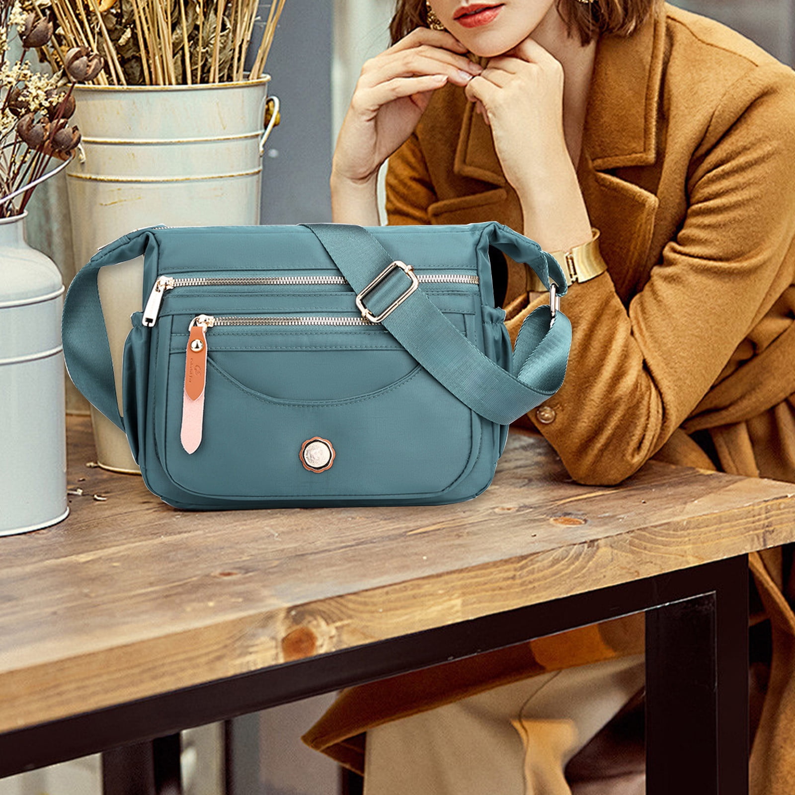 BAOPAI Multi-Layer Shoulder Bag with Large Capacity, Water-Resistant ...