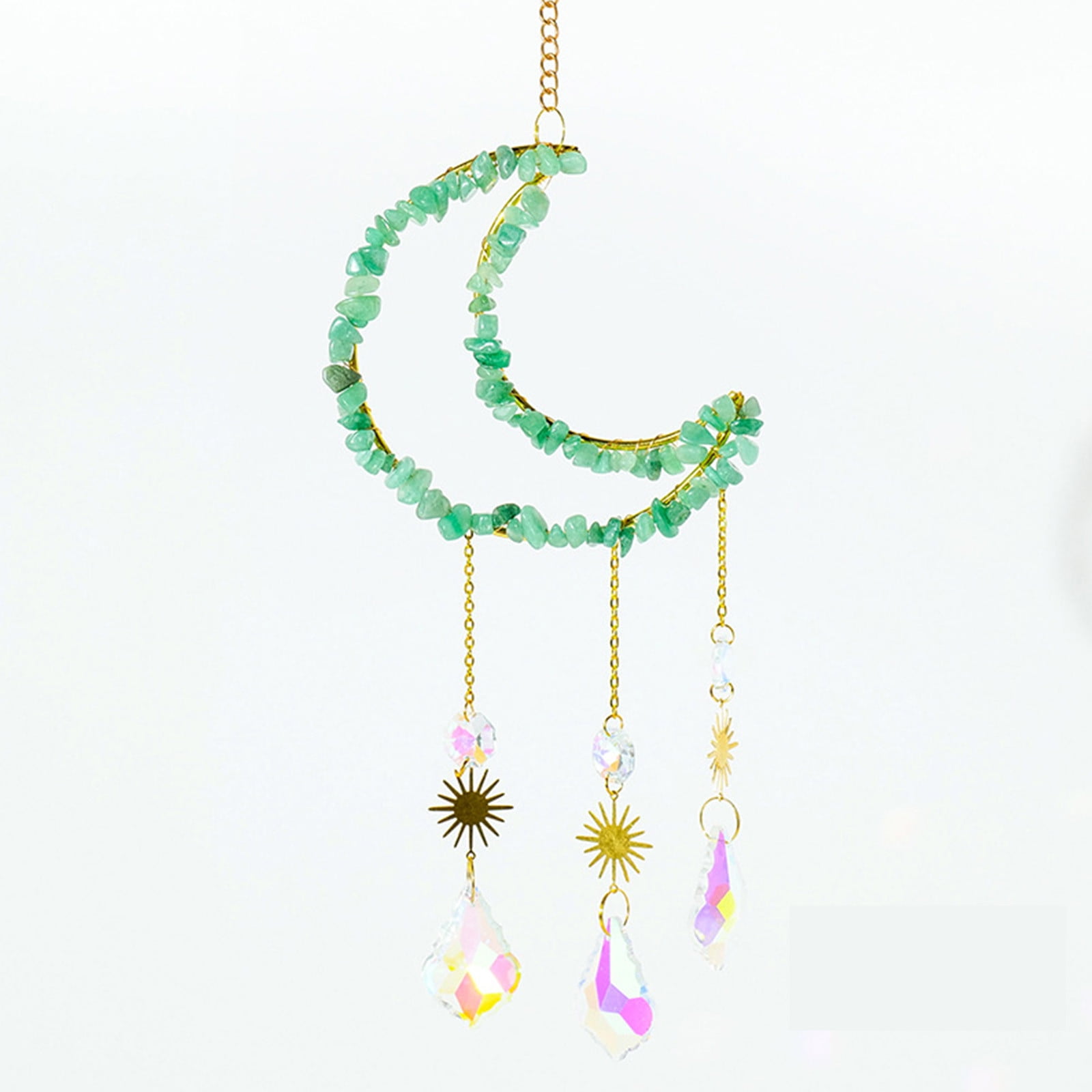 BAOPAI Natural Amethyst Crystal Wind Chime Pendant Handwoven Prism ...