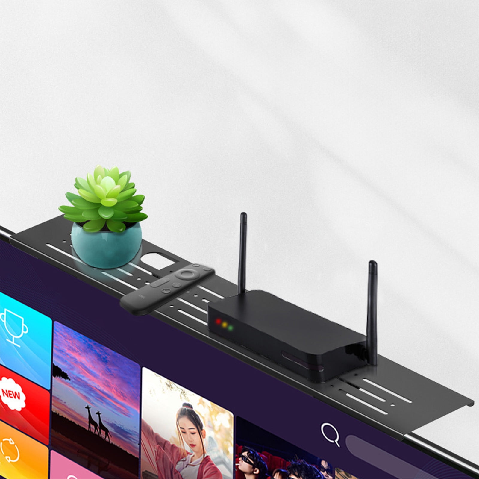 BAOPAI No Drill Floating TV Stand with Cable Management Universal Media ...