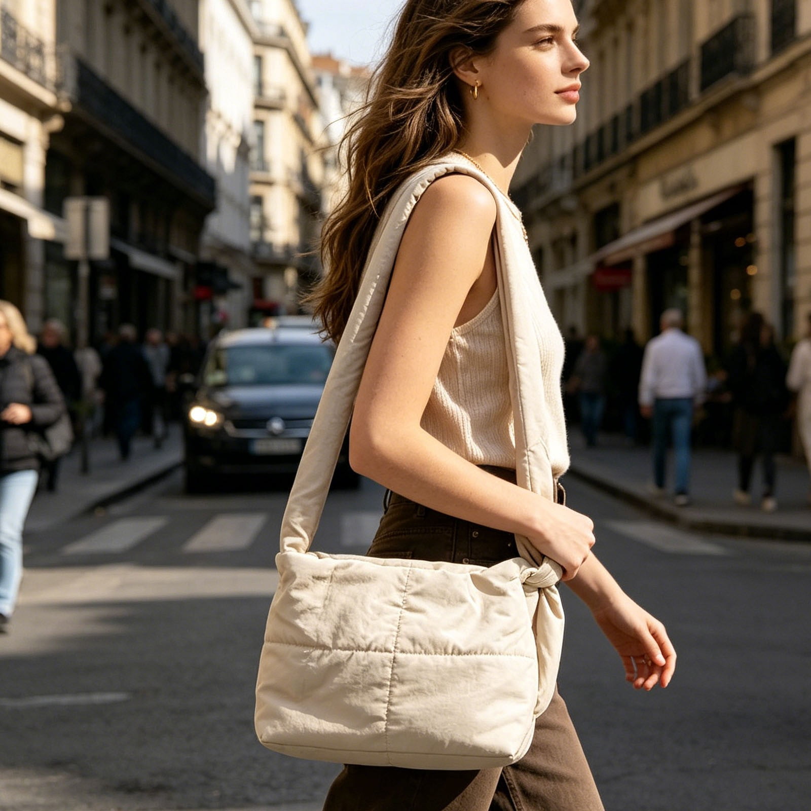 BAOPAI Padded Nylon Messenger Bag - Small Solid Color Crossbody ...