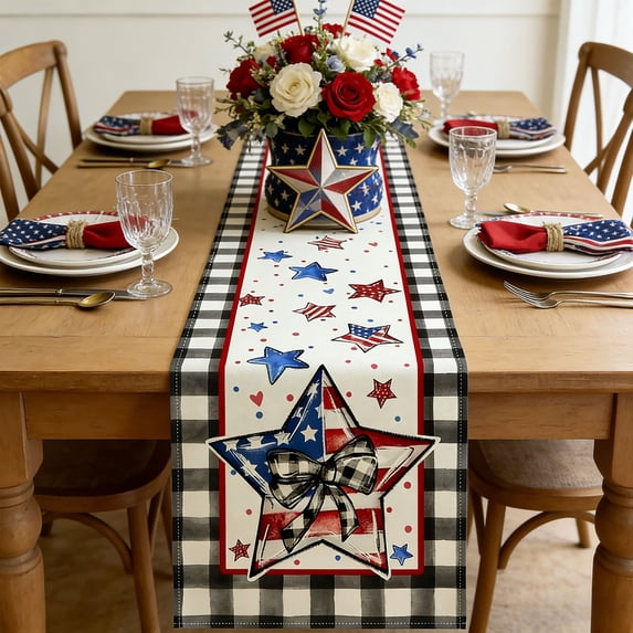 BAOPAI Patriotic Table Runner with USA Flag and Stars Design - 70.86 x ...