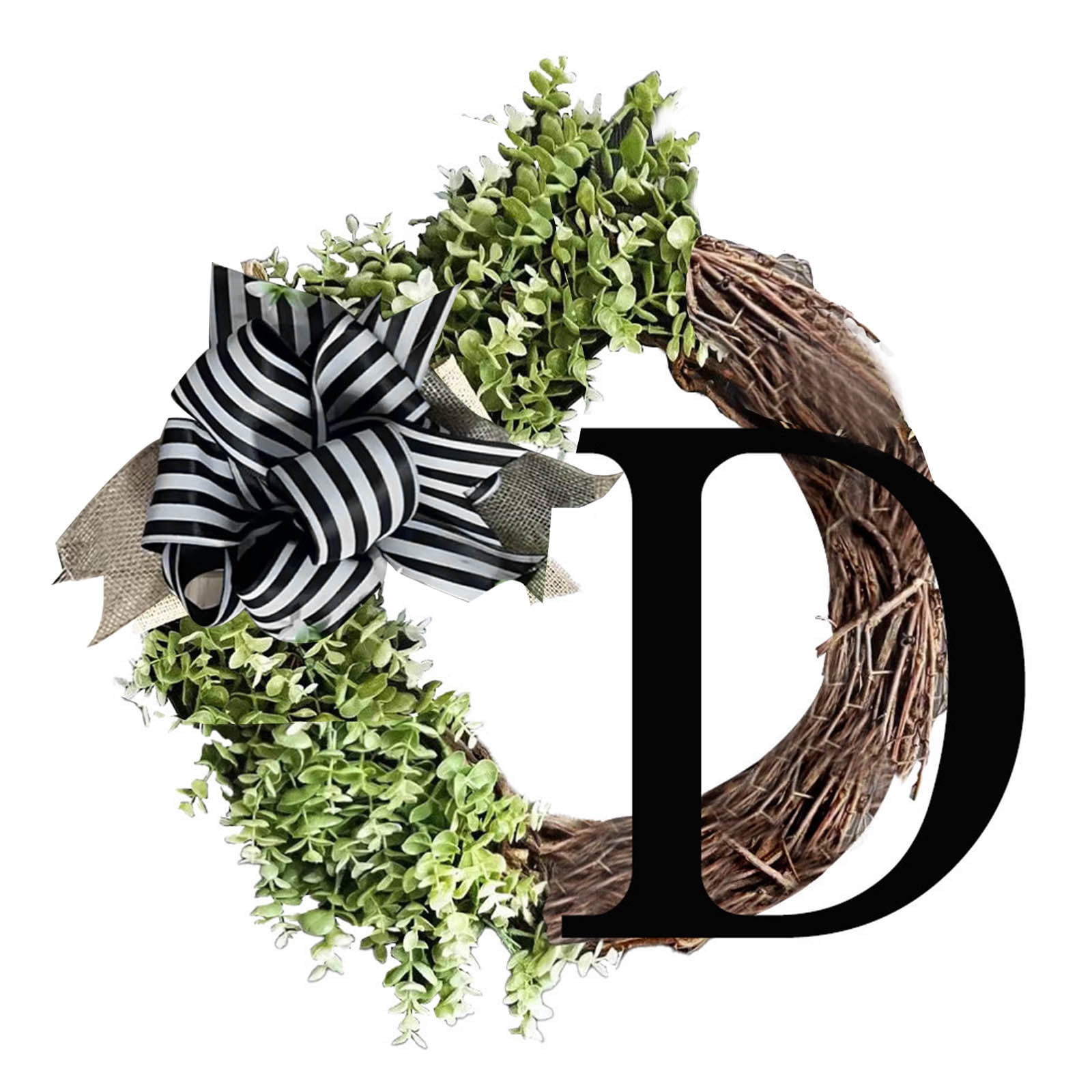 BAOPAI Personalized Last Name Door Wreath Hand Painted Year Round Front ...