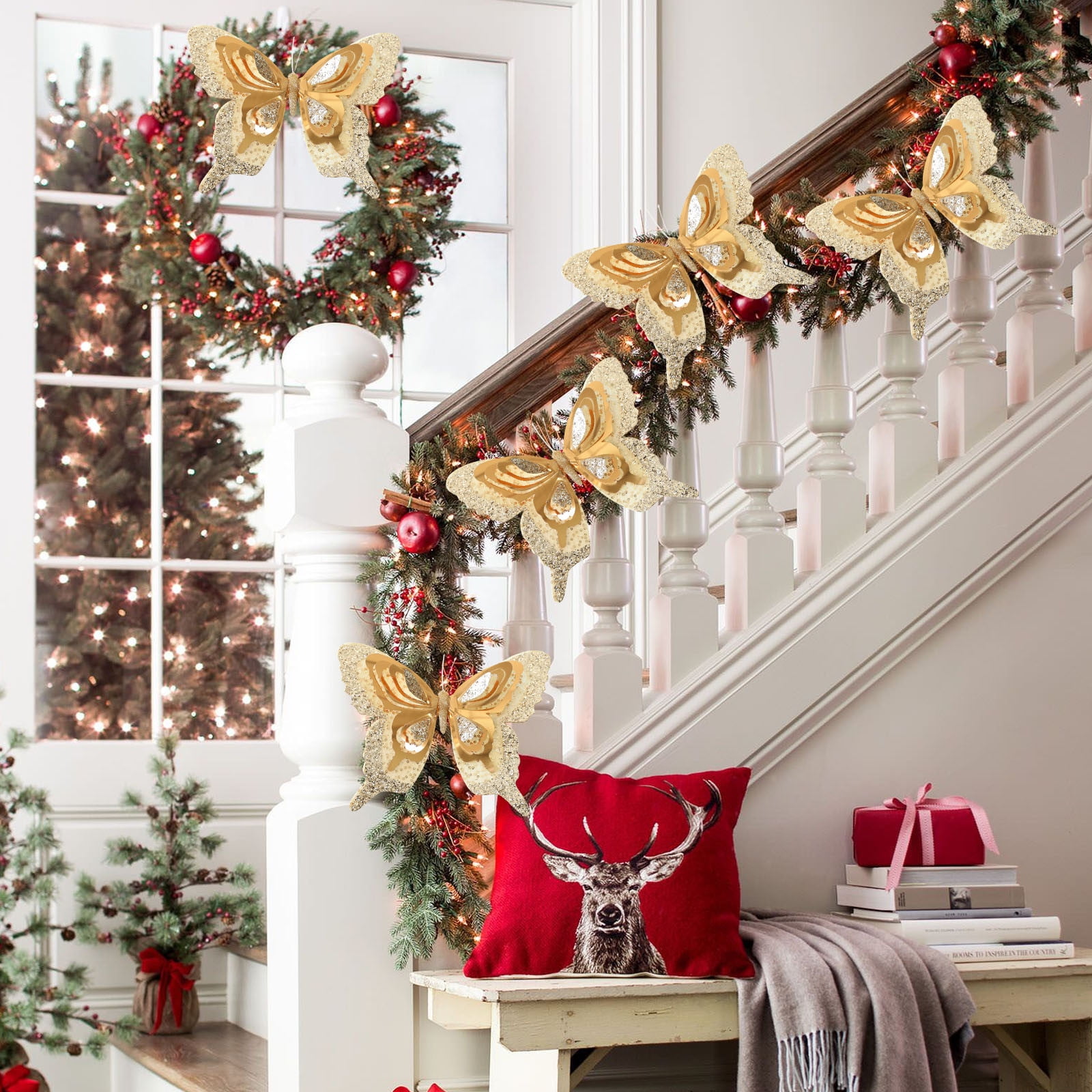 BAOPAI Realistic Butterflies Ornaments with Sparkling Sequins for Tree ...