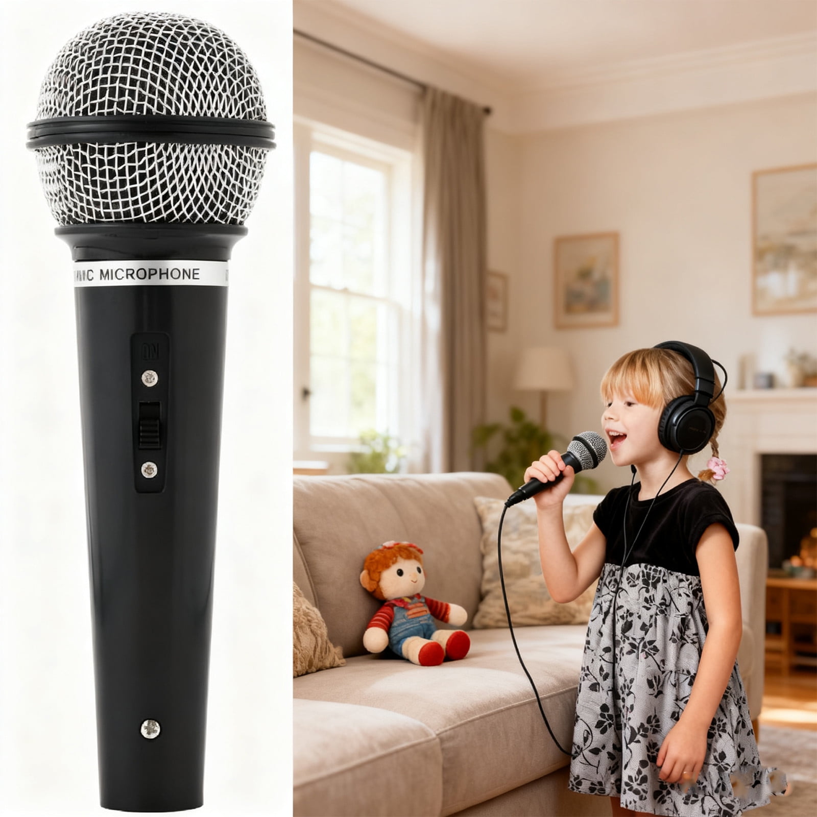 BAOPAI Realistic Toy Microphone for Kids Portable Practice Mic Prop for ...