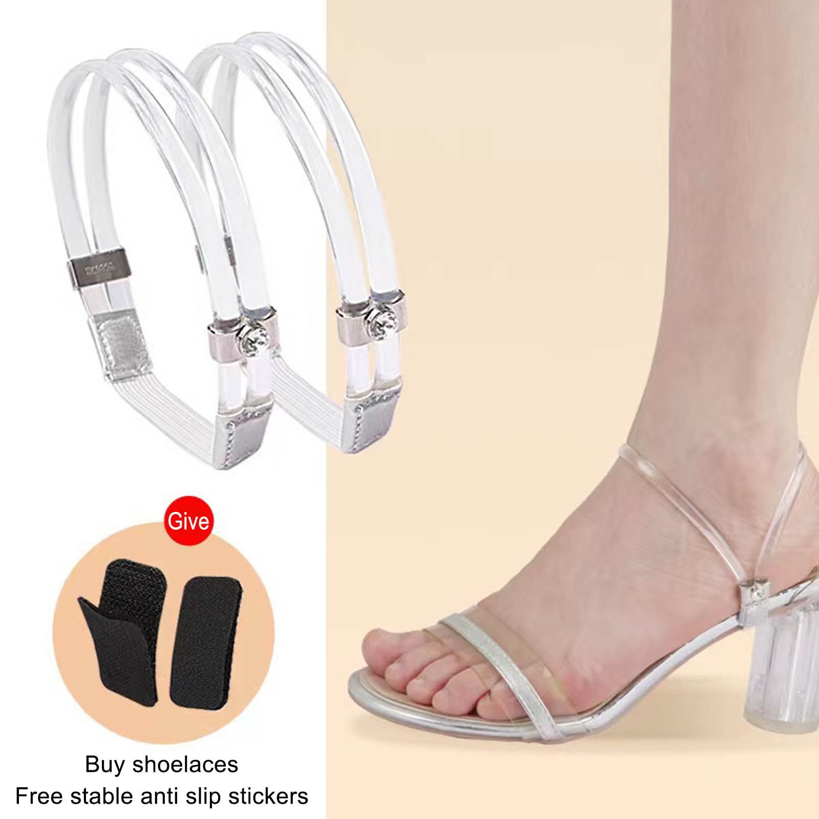 BAOPAI Rhinestone Elastic High Heel Straps Anti-Loose Ankle Bands with ...