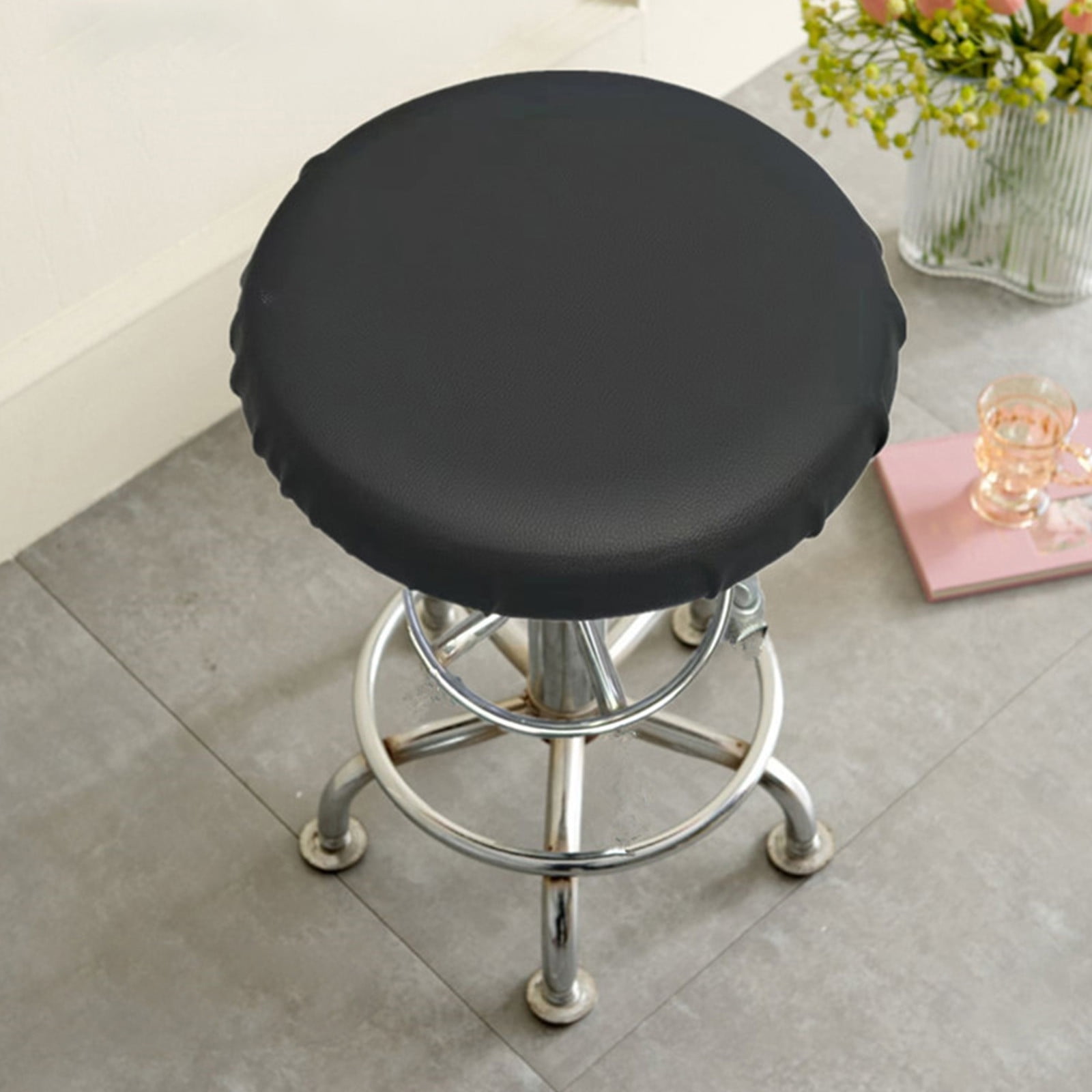 BAOPAI Round Bar Stool Covers Waterproof Leather Seat Protectors with ...