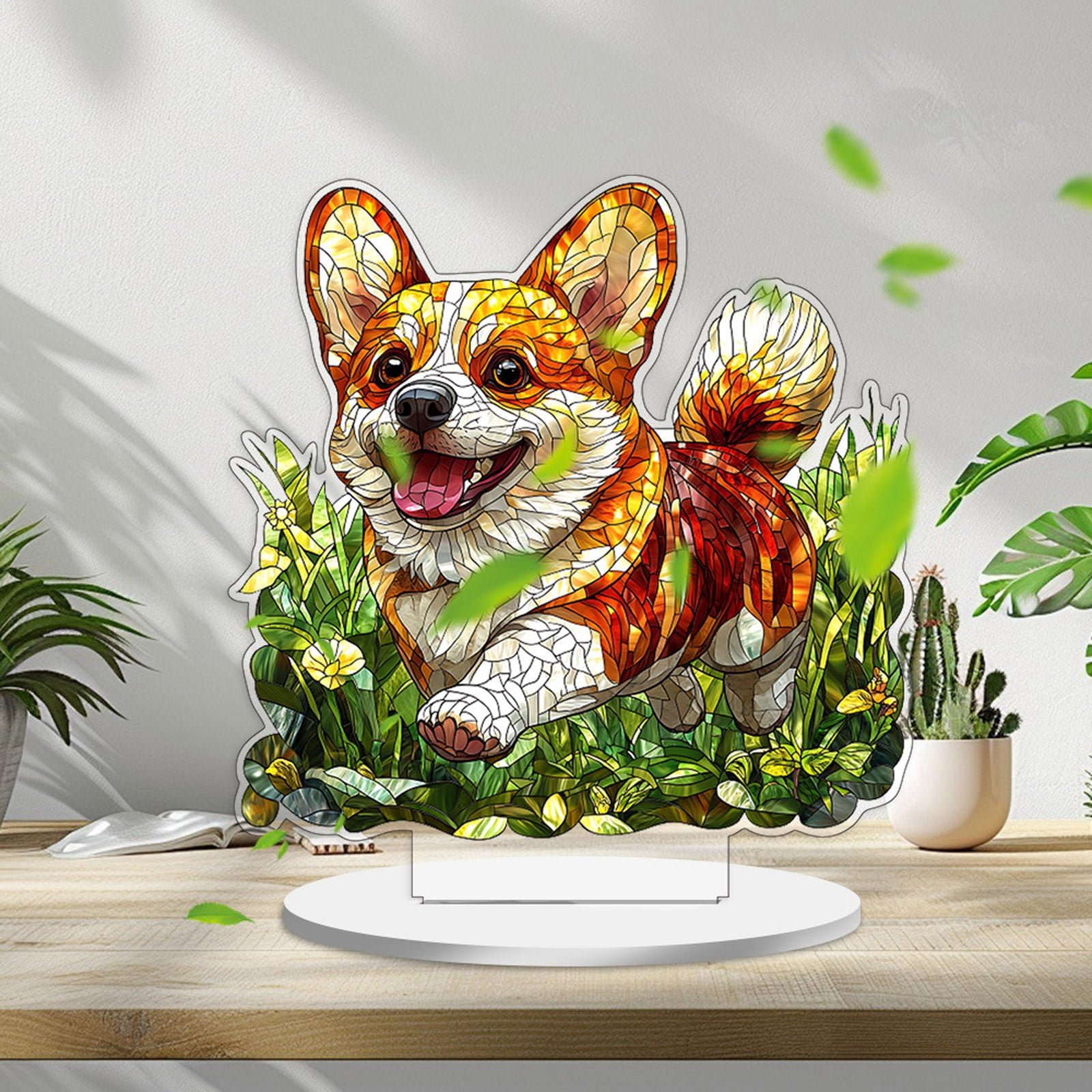 BAOPAI Running Corgi 2D Acrylic Ornament Desktop Decor Home Decoration ...