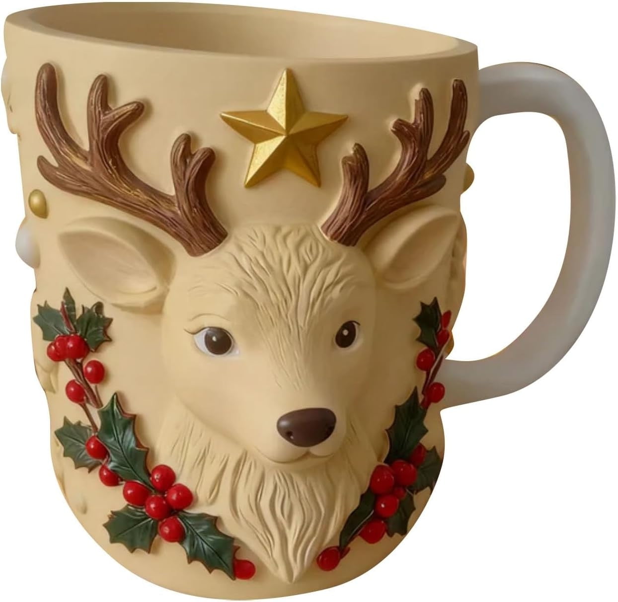 BAOPAI Set of 2 Christmas Resin Mugs With Food Grade Stainless Steel ...