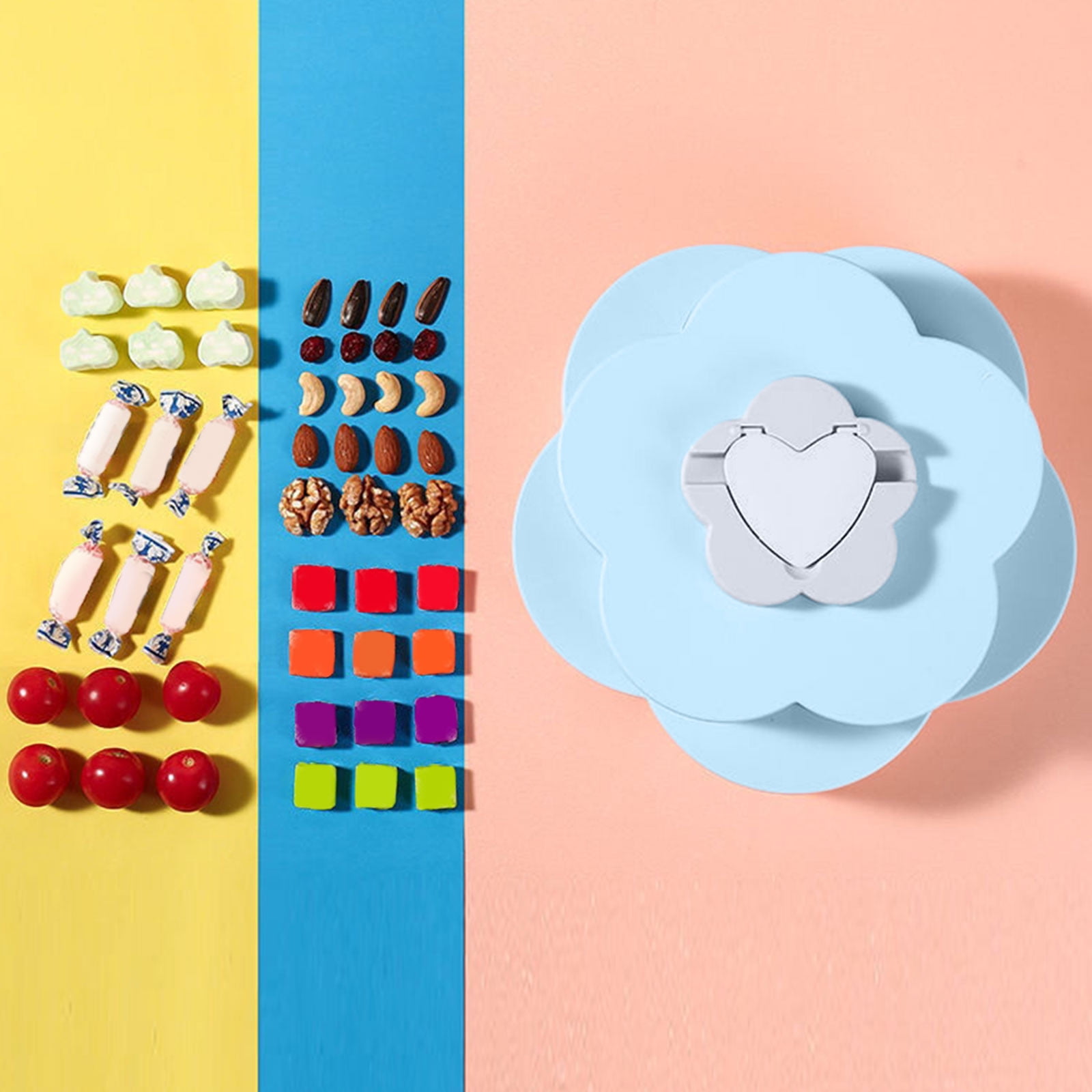 BAOPAI Small Rotating Snack Tray with Separate Compartments 360-Degree ...