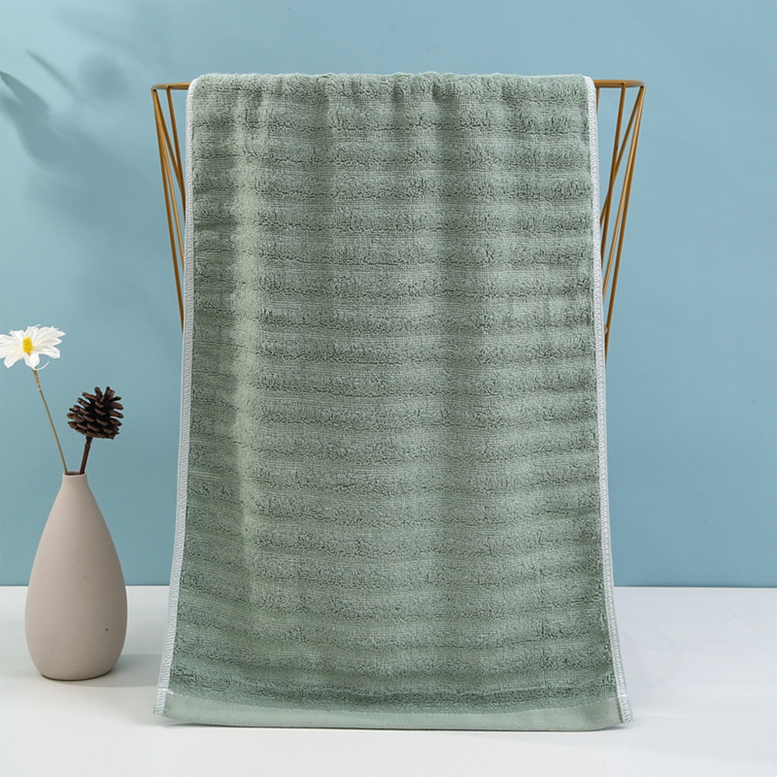 BAOPAI Soft Absorbent Cotton Face Towel with Textured Weave and Border ...