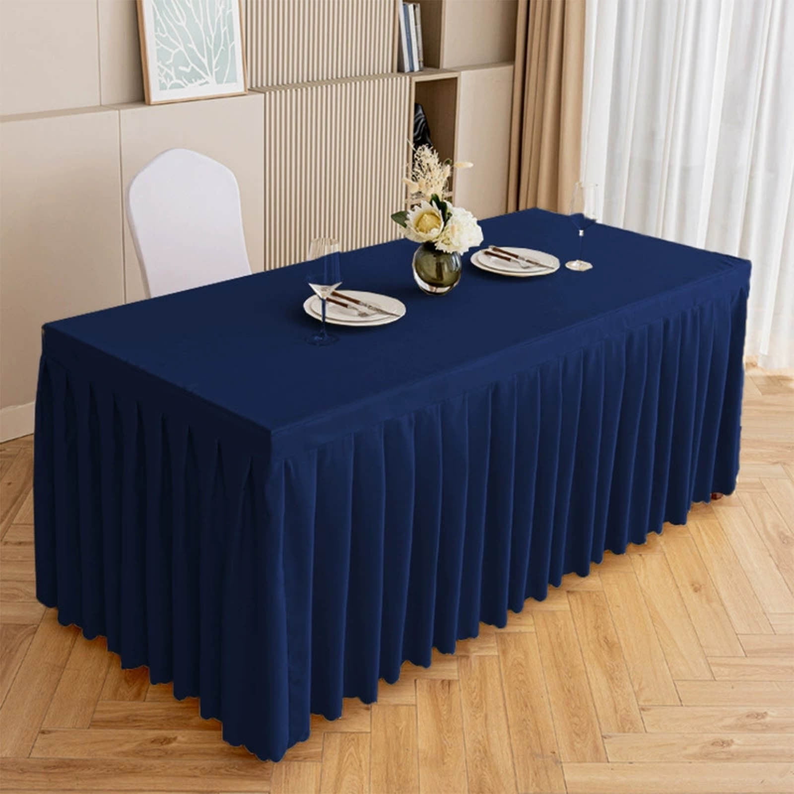 BAOPAI Solid Color Plastic Table Skirt Cover for Banquet Wedding ...