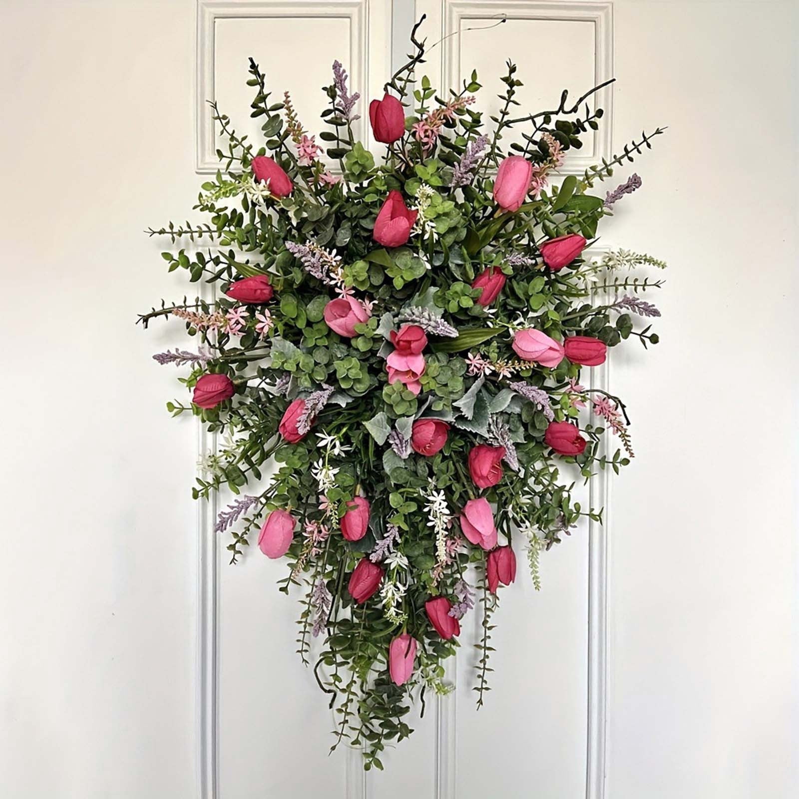 BAOPAI Spring Summer Wreath Plastic Durable Never Fades Door Wall ...
