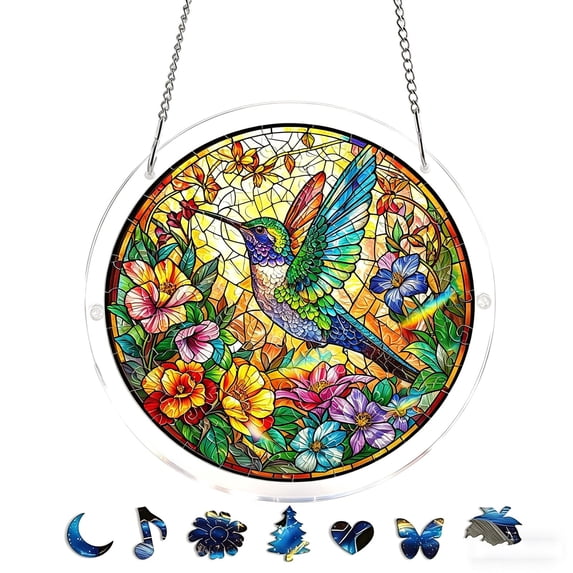 BAOPAI Stained Glass Pattern Acrylic Puzzle Pendant Ornament ...