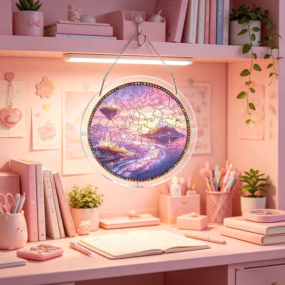 BAOPAI Stained Glass Style Round Acrylic Suncatcher Puzzle - 83 Pieces ...