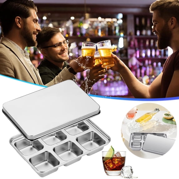 BAOPAI Stainless Steel Ice Cubes Trays with Lid - Easy Release Metal ...