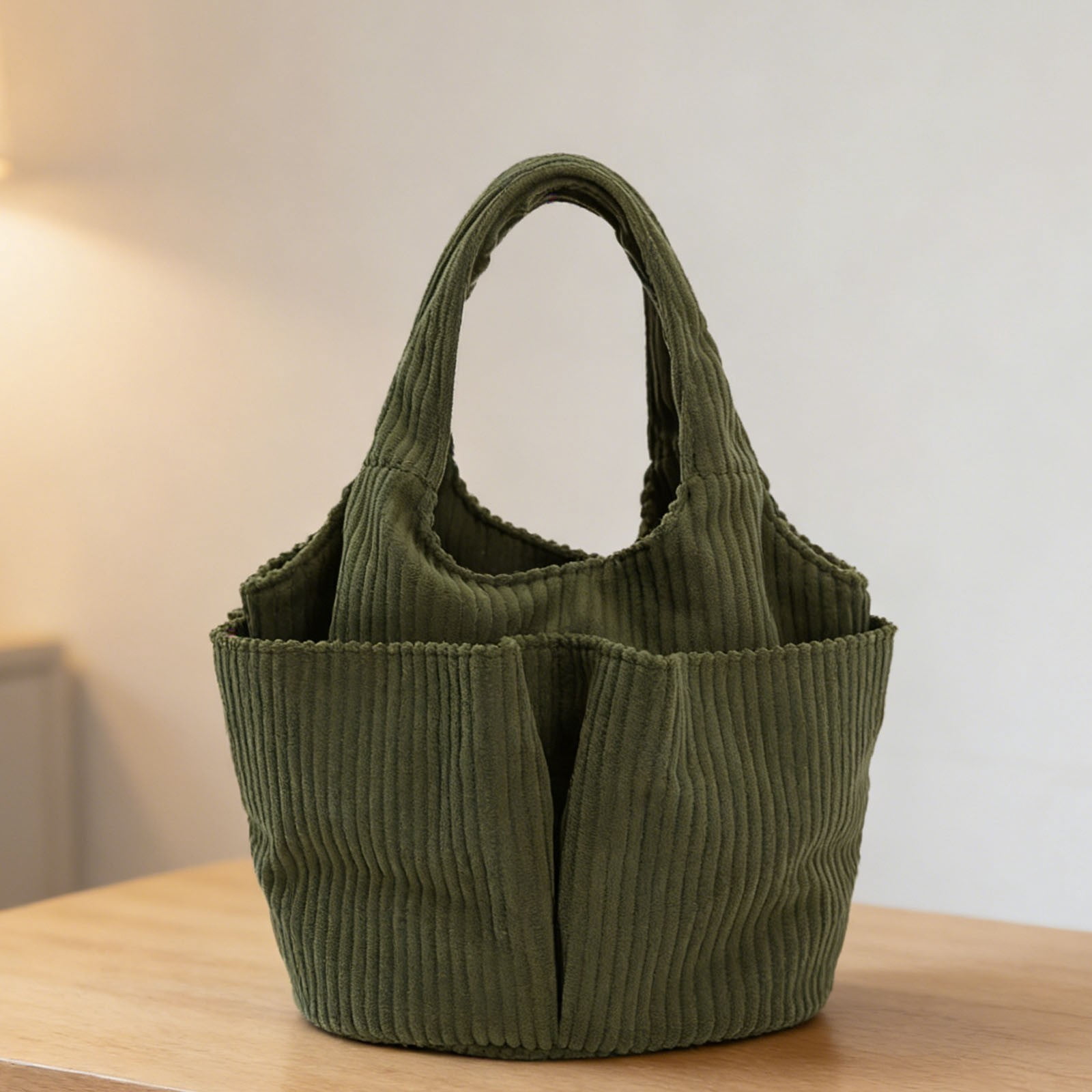 BAOPAI Striped Corduroy Tote Bag for Women - Furry Handheld Large ...