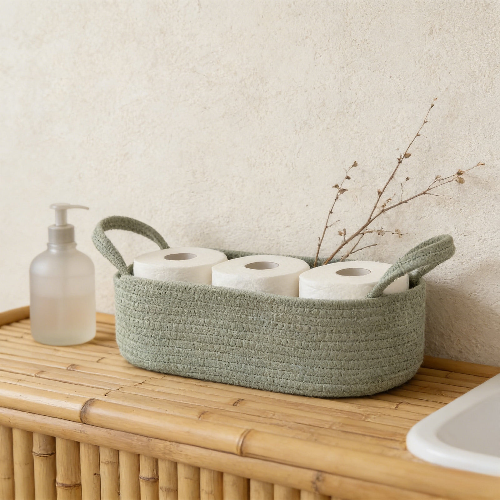 BAOPAI Stylish Woven Storage Basket for Bathroom Organization and Home ...