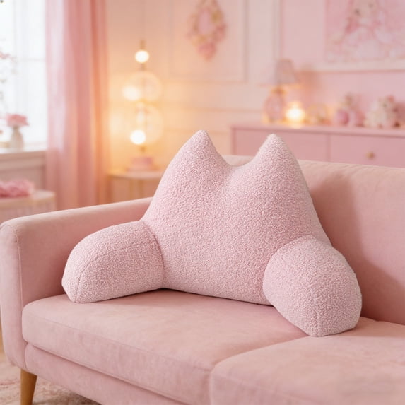 BAOPAI Teddy Fleece Cat Ear Pillow- Soft Cushion Decorative Throw ...