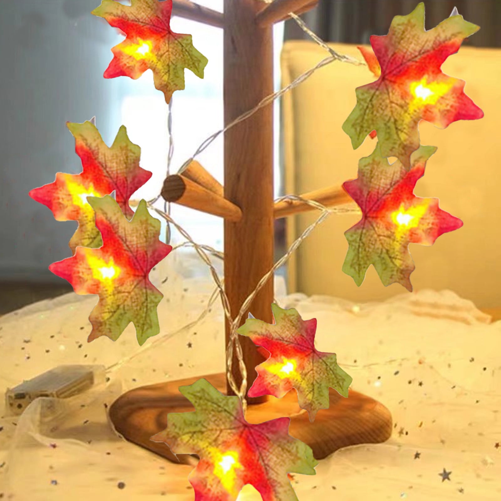 BAOPAI Thanksgiving Maple Leaf Lantern String LED Simulation Maple Leaf ...