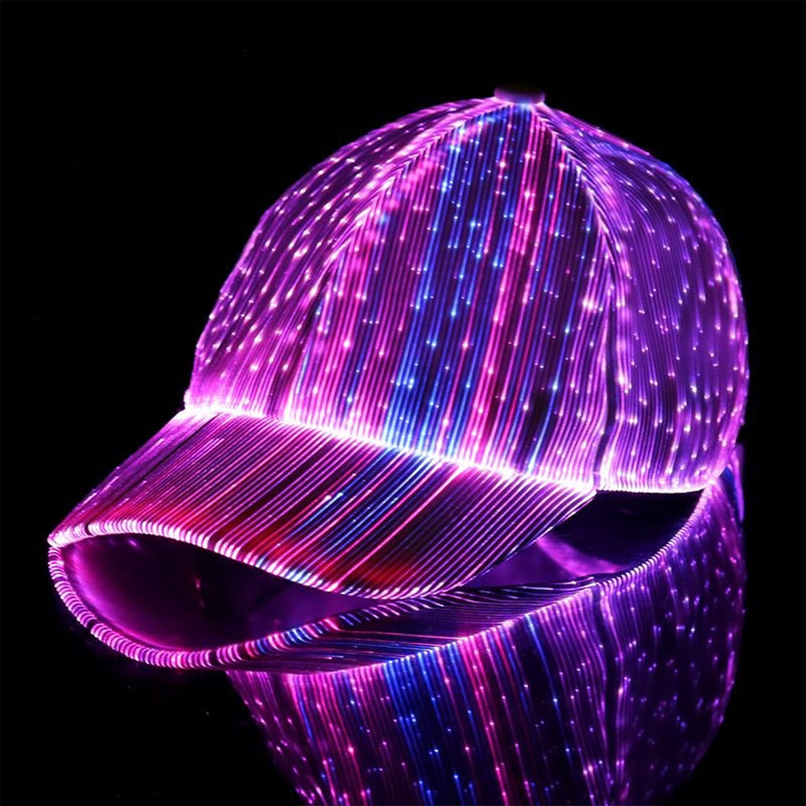 BAOPAI USB Rechargeable LED Fiber Optics Baseball Cap with 7 Color ...