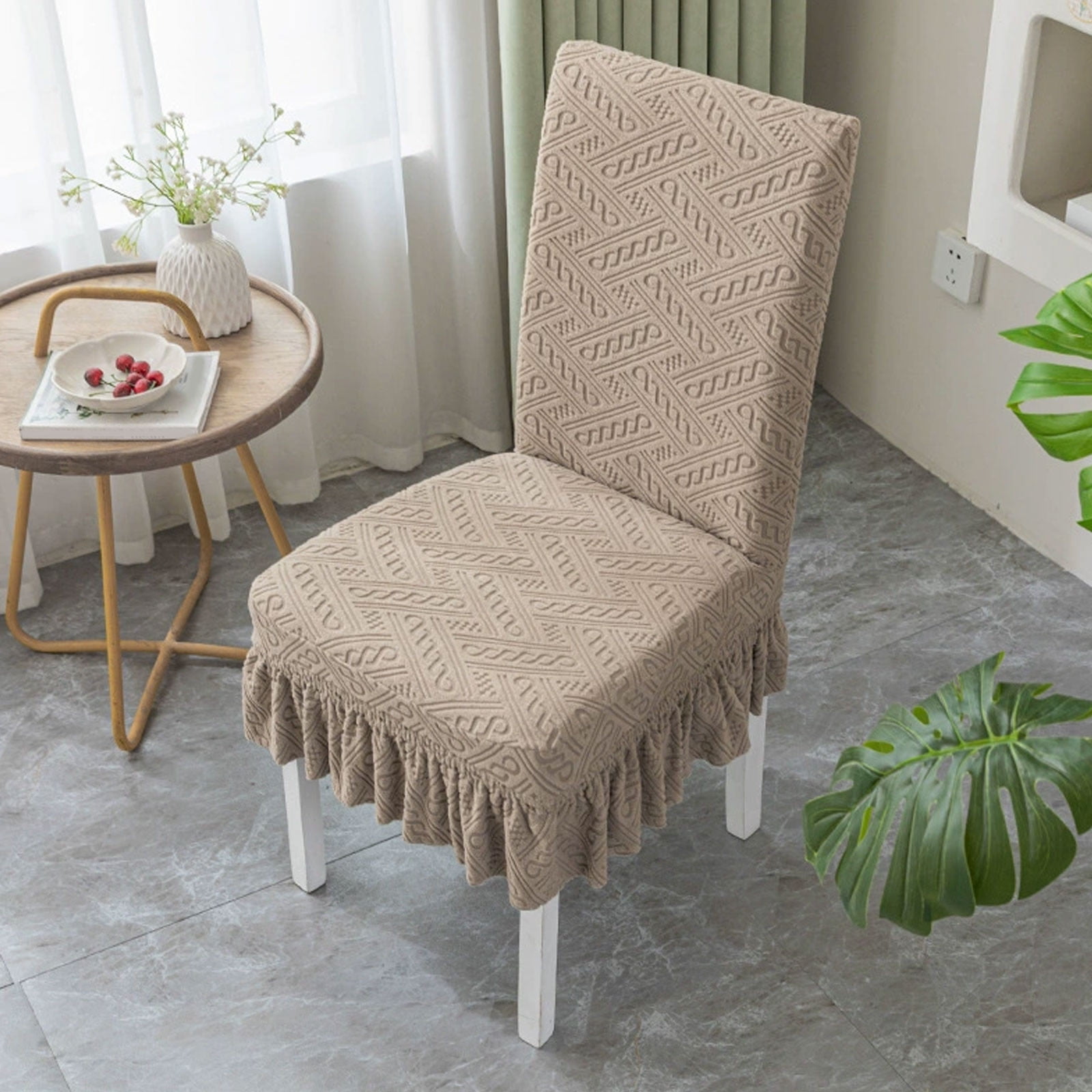 BAOPAI Universal Short Skirt Dining Chair Covers with Backrest360 ...