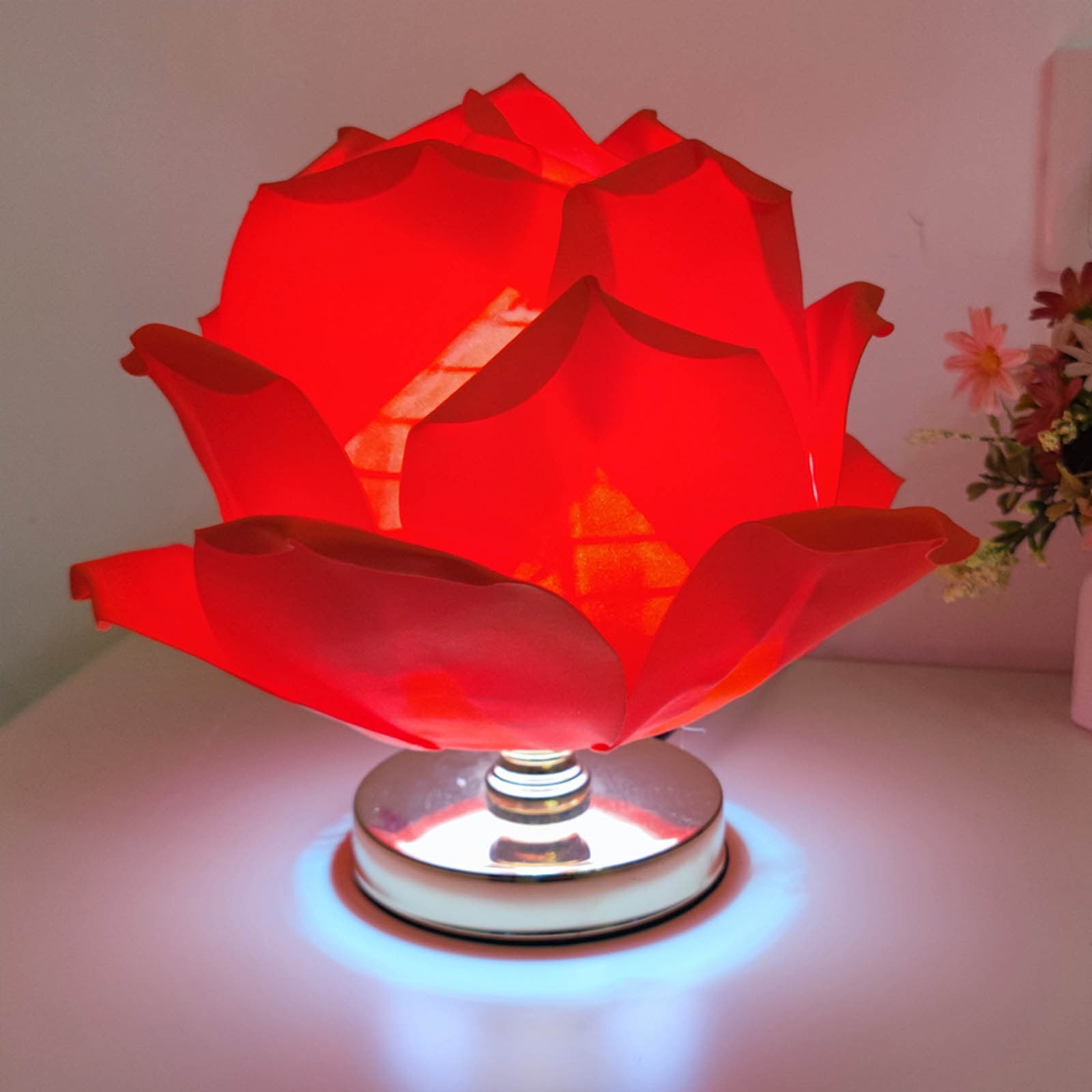 BAOPAI Valentine'S Day USB Dimmable Rose Table Lamp With Winter Warmth ...