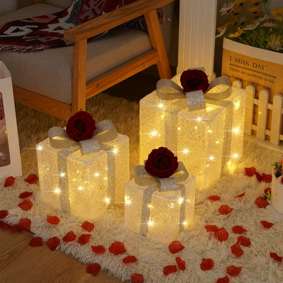 BAOPAI Valentine's Day Decorationsative Light Box Set of 3 with Remote ...