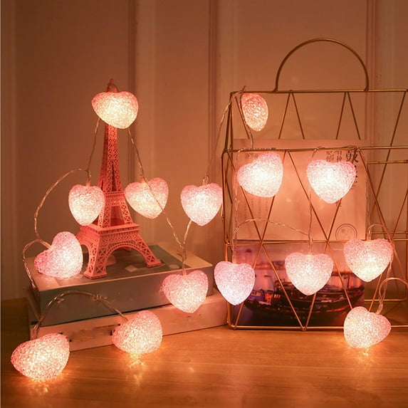 BAOPAI Valentine's Day Heart LED String Lights Battery Operated ...